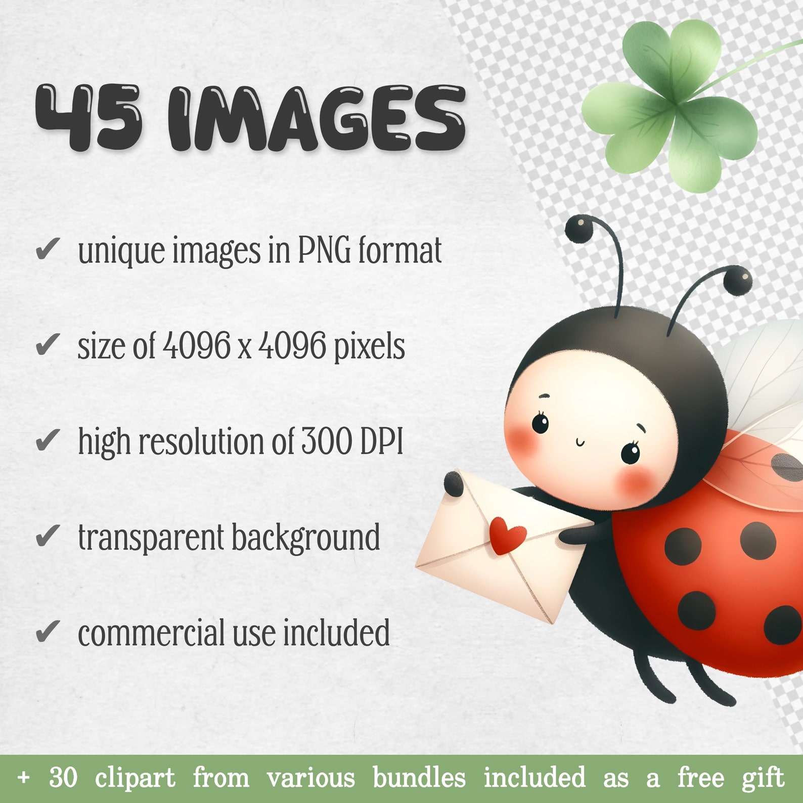 Little Ladybug Clipart Bundle, Cute Love Bug PNG, Valentines Day, Love ...