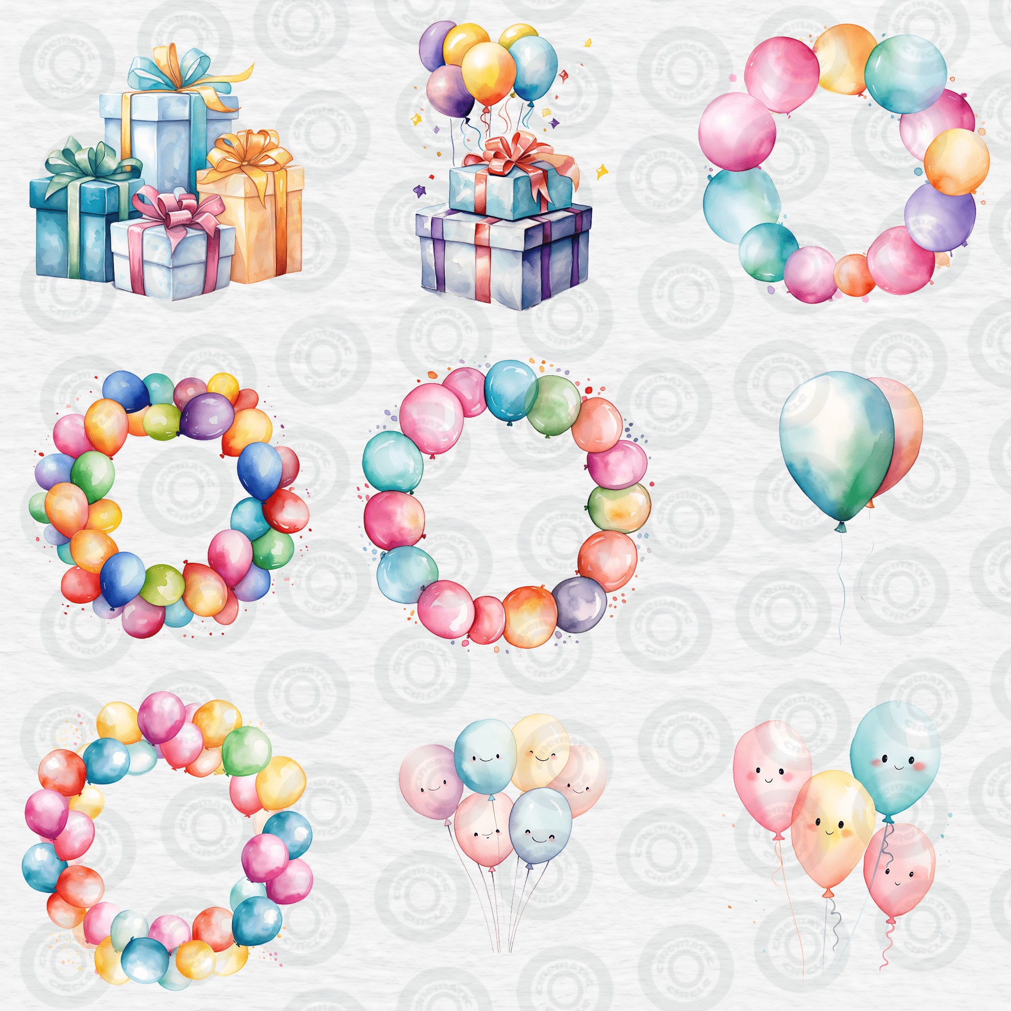 Birthday Party Clipart Bundle Cute Watercolor Clipart Happy - Etsy UK