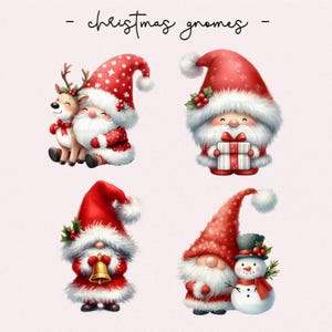 Christmas Gnomes Clipart Bundle, Watercolor Winter PNG, Santa Gnome ...