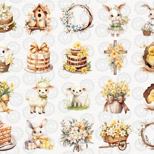 110 Rustic Easter Clipart Bundle, Watercolor Easter PNG Set, Easter ...