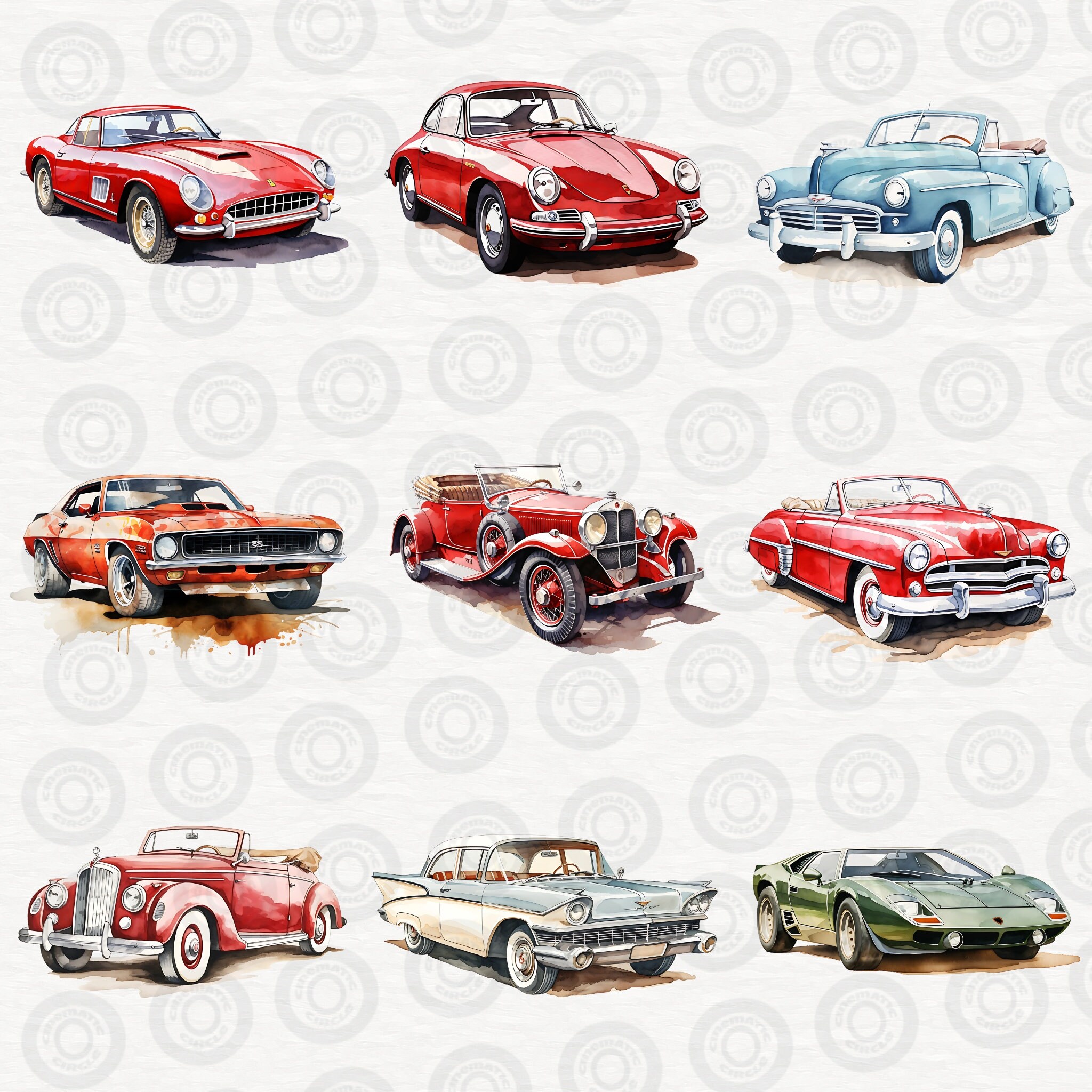 Vintage Car Clipart Bundle, Set of 36 Classic Cars Illustrations ...