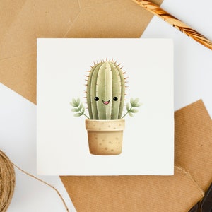 Cute Cactus Clipart Bundle, Watercolor Cacti, Digital Kawaii Stickers ...