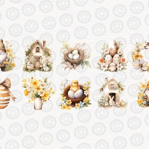 110 Rustic Easter Clipart Bundle, Watercolor Easter PNG Set, Easter ...