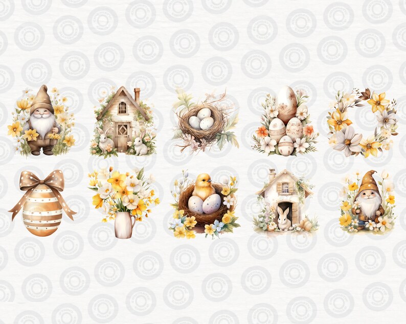 110 Rustic Easter Clipart Bundle, Watercolor Easter PNG Set, Easter ...