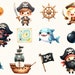 Pirate Adventure Clipart Bundle, Cute Pirates PNG, Pirate Ship, Ocean ...
