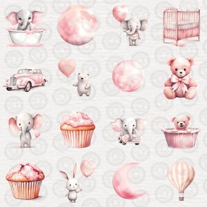 Watercolor Baby Girl Clipart Bundle, Pink Baby Shower, Cute Newborn ...