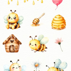 Honey Bee Clipart Bundle, Watercolor Bees Clip Art, Cute Bumblebee PNG ...