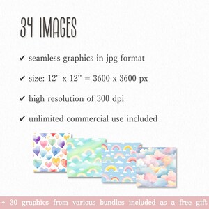 Seamless Rainbows Digital Paper Set, Watercolor Rainbow Jpg Graphic ...