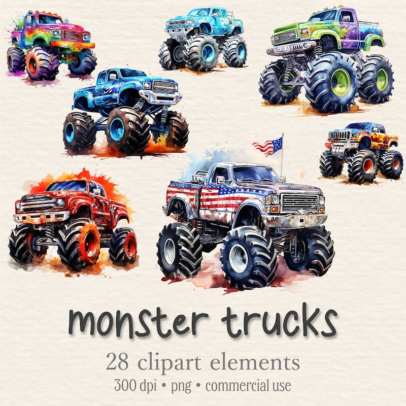 Monster Truck Clipart - Etsy