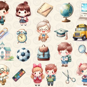 Back to School Clipart Bundle, Watercolor School PNG, School Bus ...