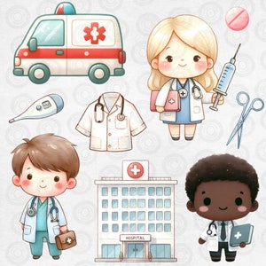 Doctor's Visit Clipart Bundle, Hospital PNG Set, Medical Clipart ...