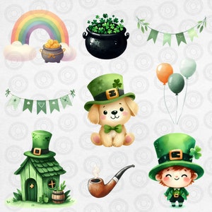 Lucky St Patricks Day Clipart Set, Cute St Patty's Day PNG, Shamrock ...