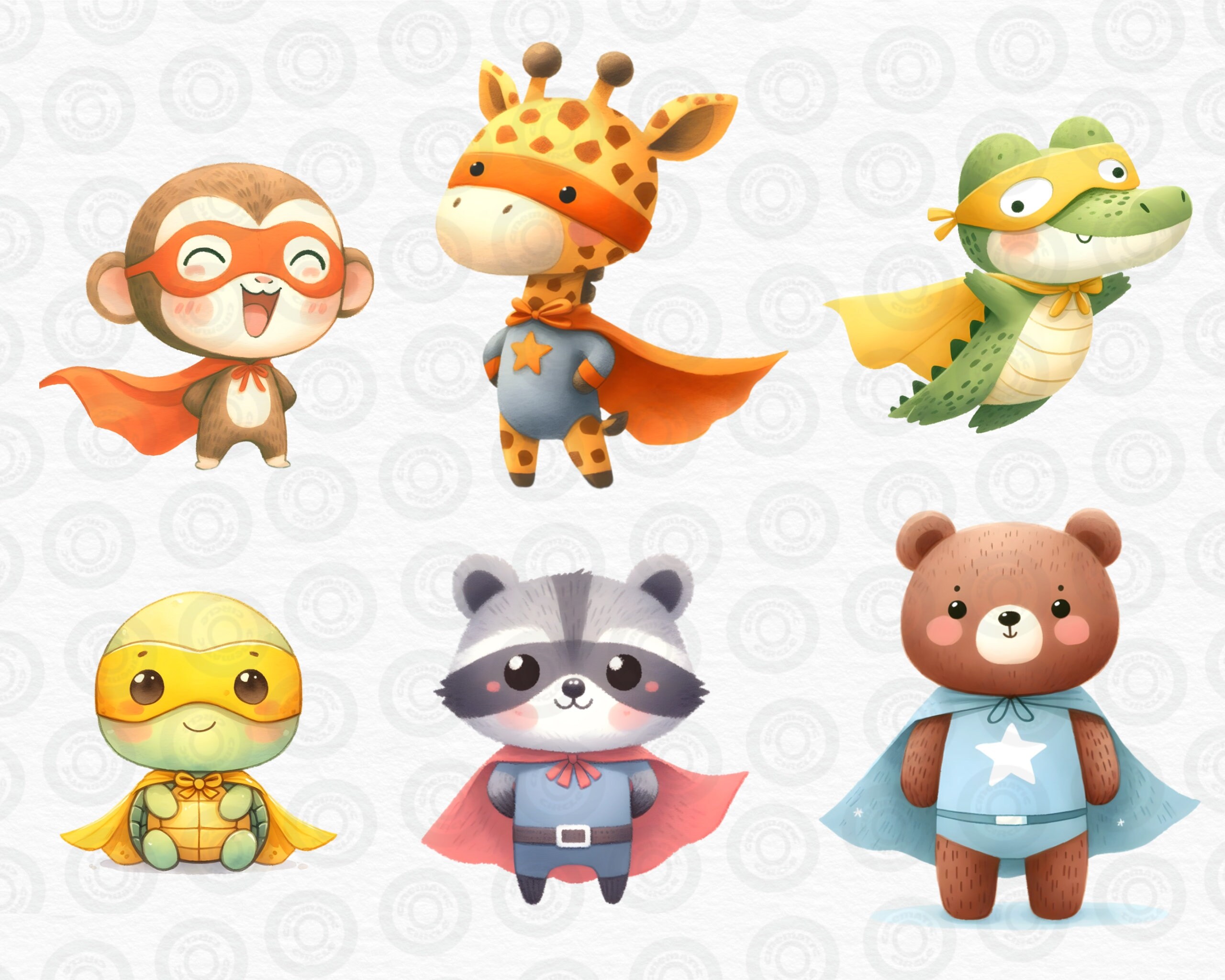Animal Superheroes Clipart Bundle, Cute Baby Animals PNG, Safari Animal ...