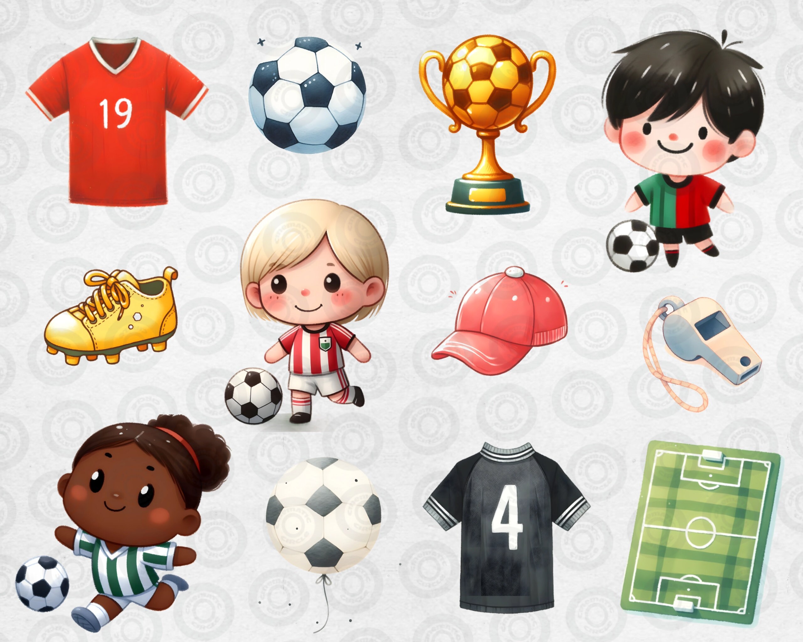 Soccer Match Clipart Bundle, Watercolor Football PNG, Sports Clipart ...