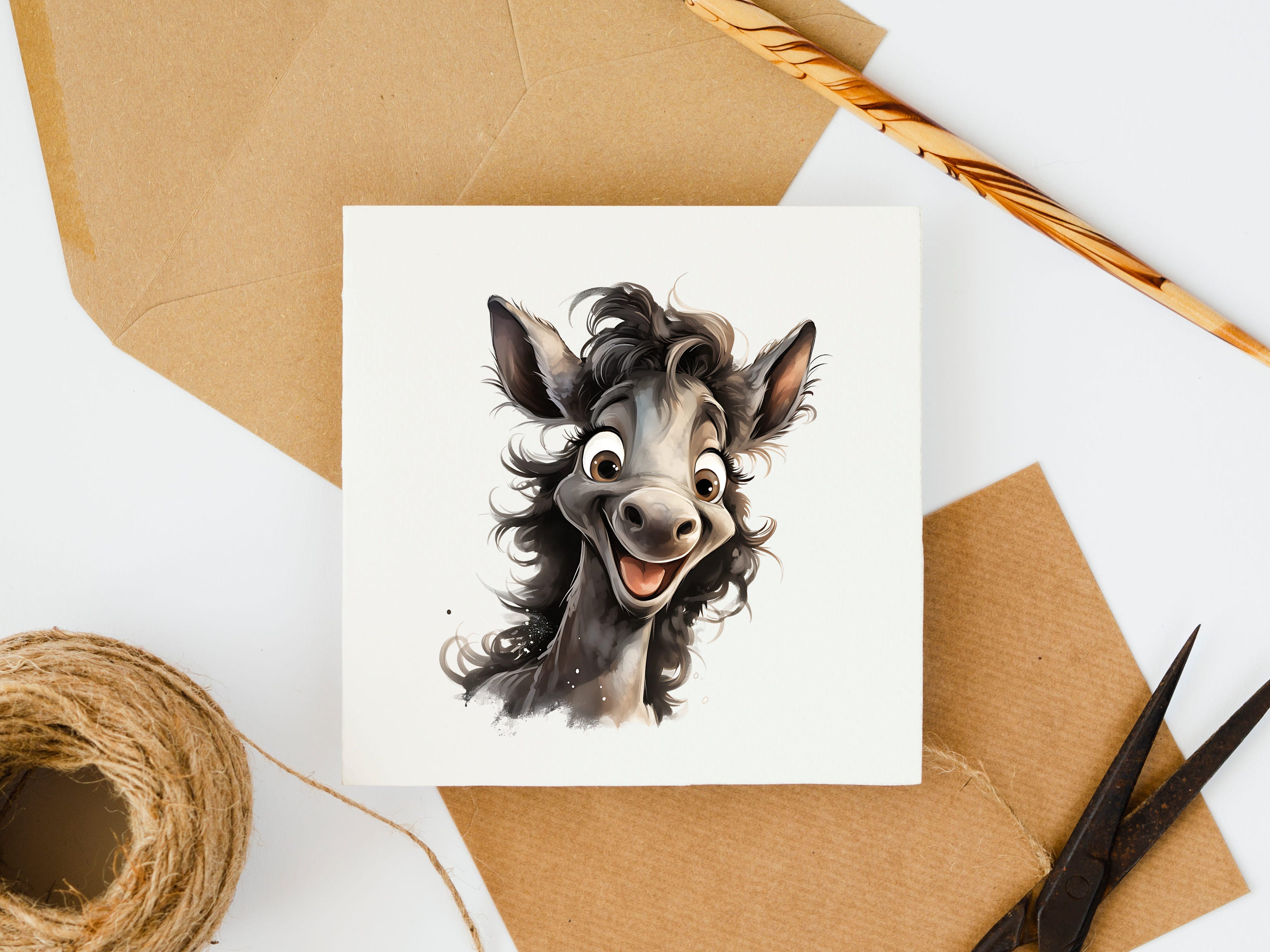 Funny and Crazy Horse Clipart Bundle, Horses PNG, Watercolor Foal ...