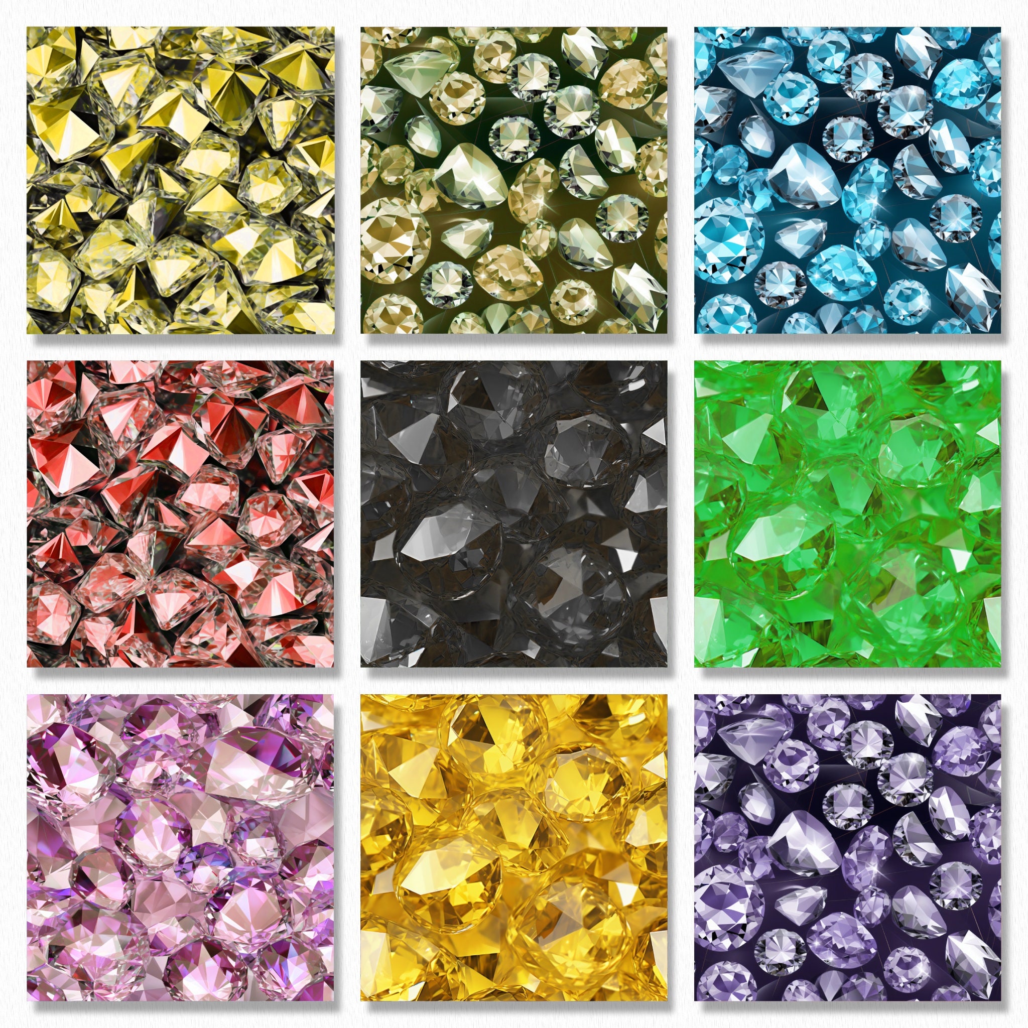 Seamless Diamond Texture Digital Papers, Realistic Diamonds JPG Images ...