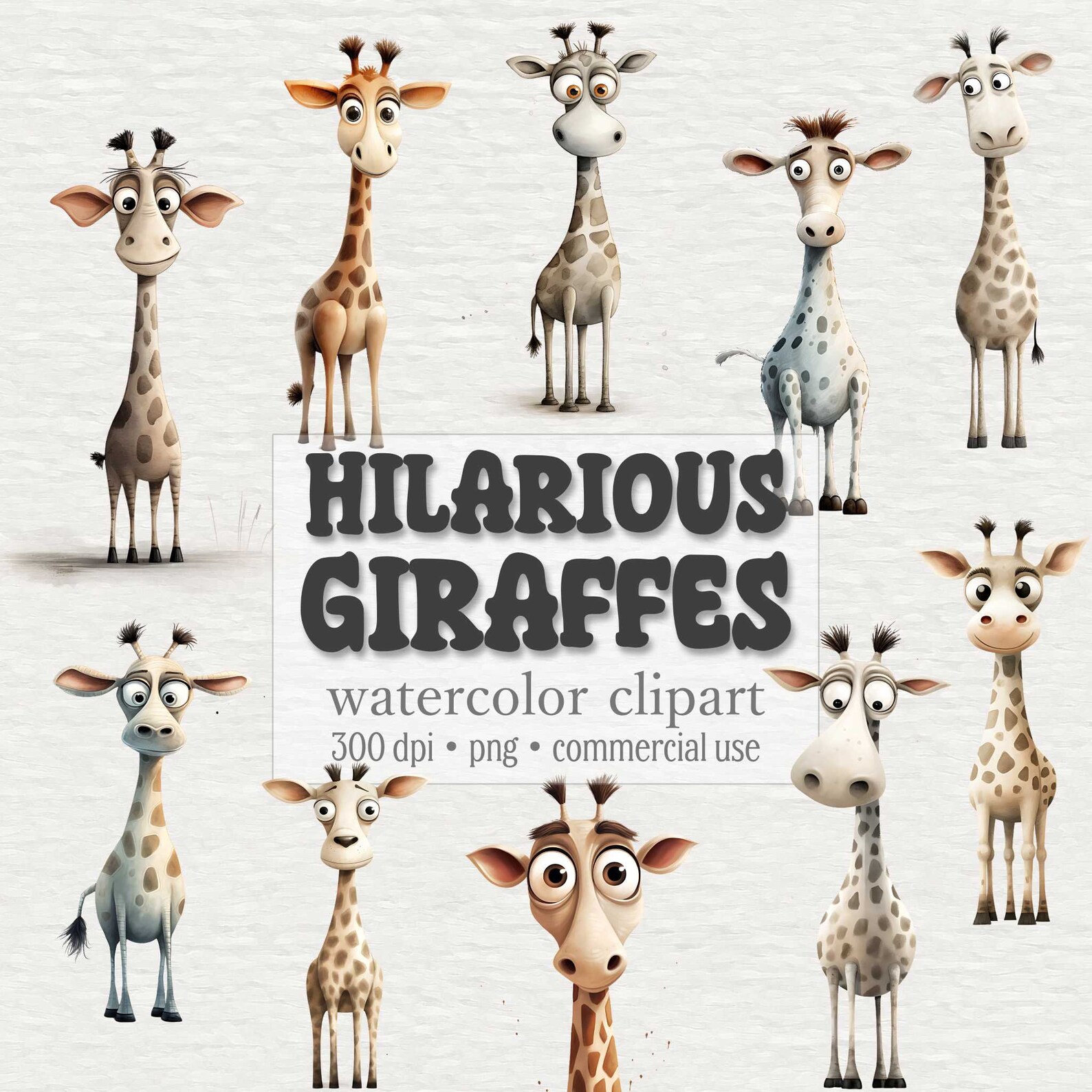 Funny Giraffe Clipart Bundle, Hilarious Giraffes Graphics, Cute and ...
