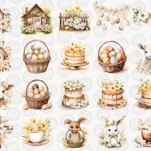 110 Rustic Easter Clipart Bundle, Watercolor Easter PNG Set, Easter ...