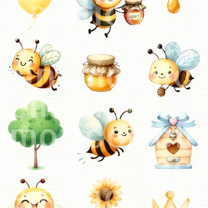 Honey Bee Clipart Bundle, Watercolor Bees Clip Art, Cute Bumblebee PNG ...