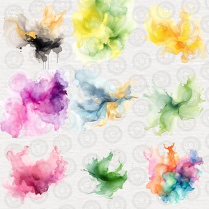 Pastel Watercolor Splash Clip Art Bundle, Color Splash Png, Colorful ...