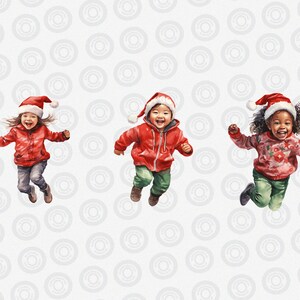Kids Clipart, Cute Children Jumping With Joy, Christmas Children ...