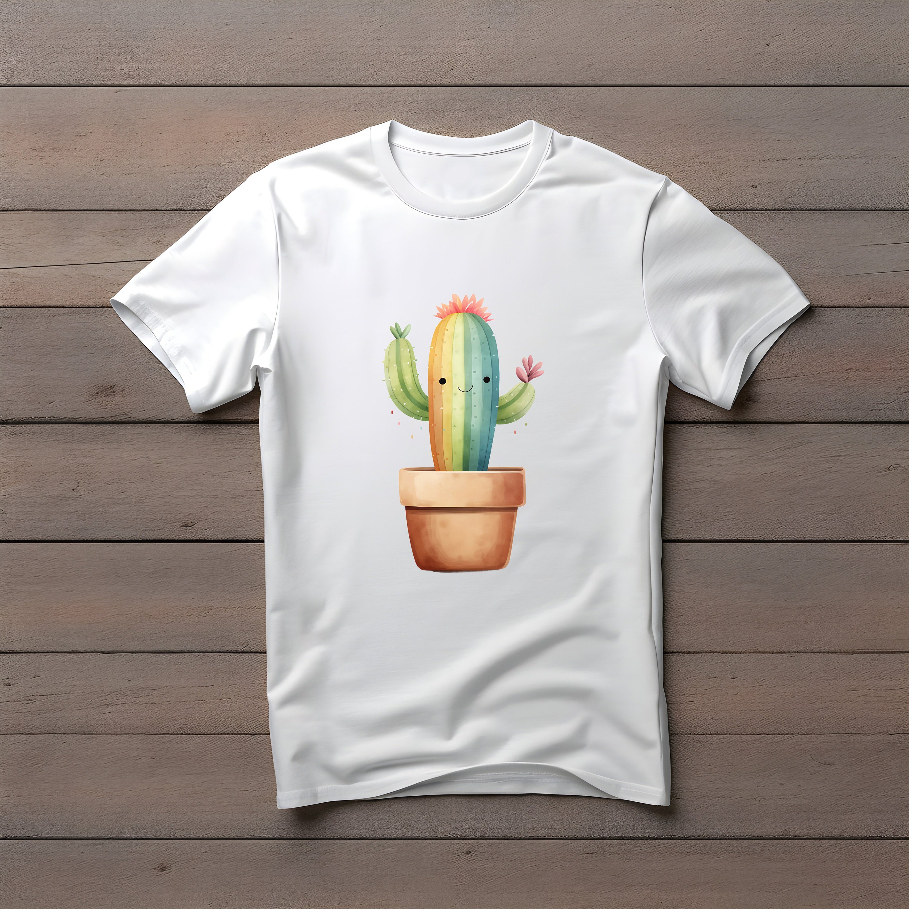 Cute Cactus Clipart Bundle, Watercolor Cacti, Digital Kawaii Stickers ...