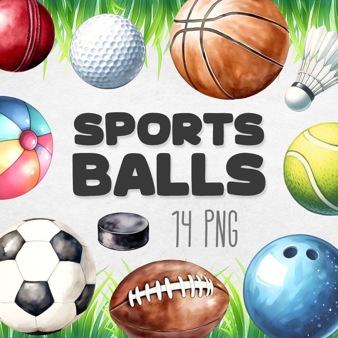 Sports Balls Clipart Bundle, Watercolor Sports PNG, Printable Sports ...