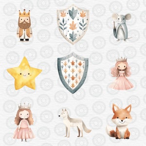 Cute Medieval Town Clipart Bundle, Watercolor Middle Ages, Knight ...