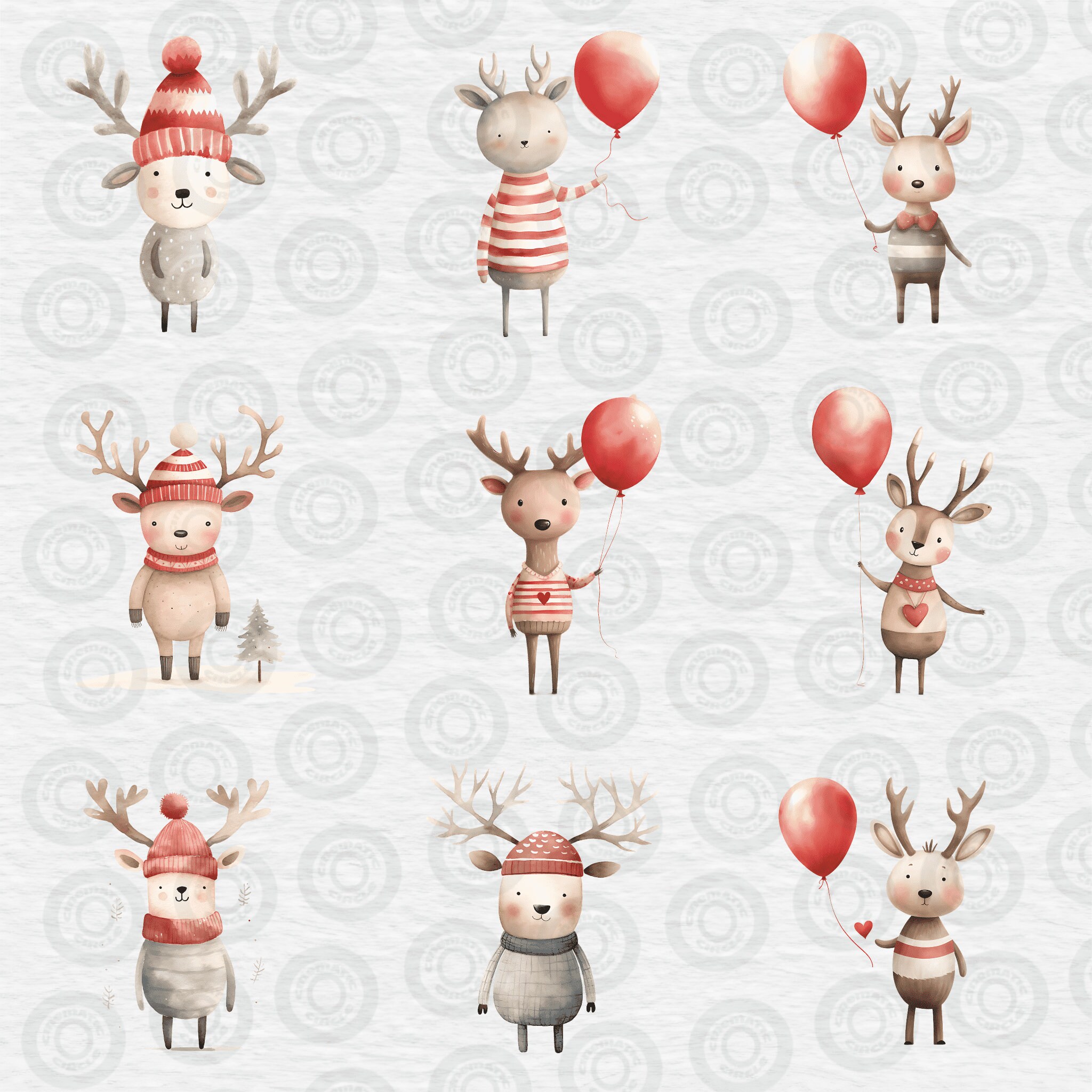 Reindeer Clipart Set, Cute Christmas Reindeer, Xmas Illustrations ...