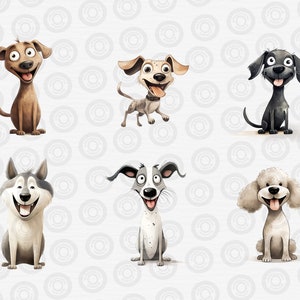 Funny and Cute Dogs Clipart Bundle, Dog PNG, Cartoon Dog, Watercolor ...