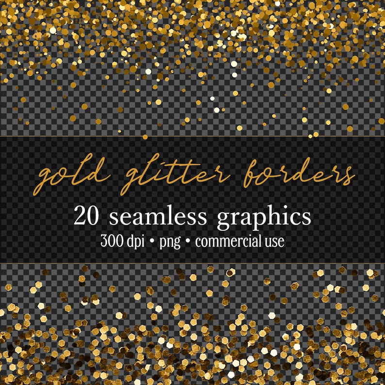 Gold Glitter Borders Clipart Bundle Gold Glitter and Confetti - Etsy