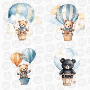 Cute Animals Clipart, Watercolor Clipart, Hot Air Balloon Clip Art ...