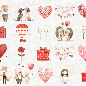 100 Cute Valentine Clipart Bundle, Valentines Day Pngs, Cute Animals ...