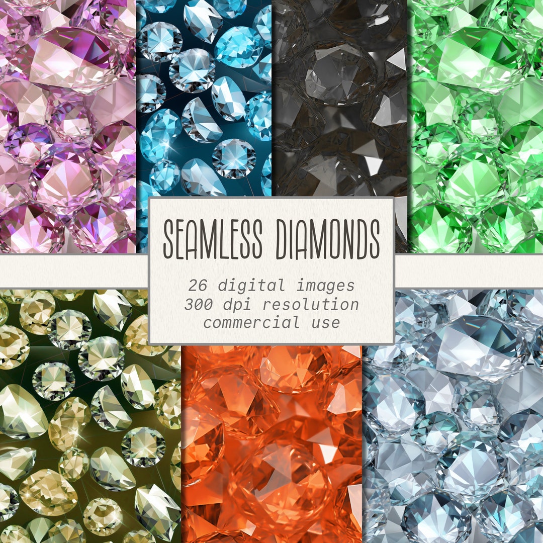 Seamless Diamond Texture Digital Papers, Realistic Diamonds JPG Images ...