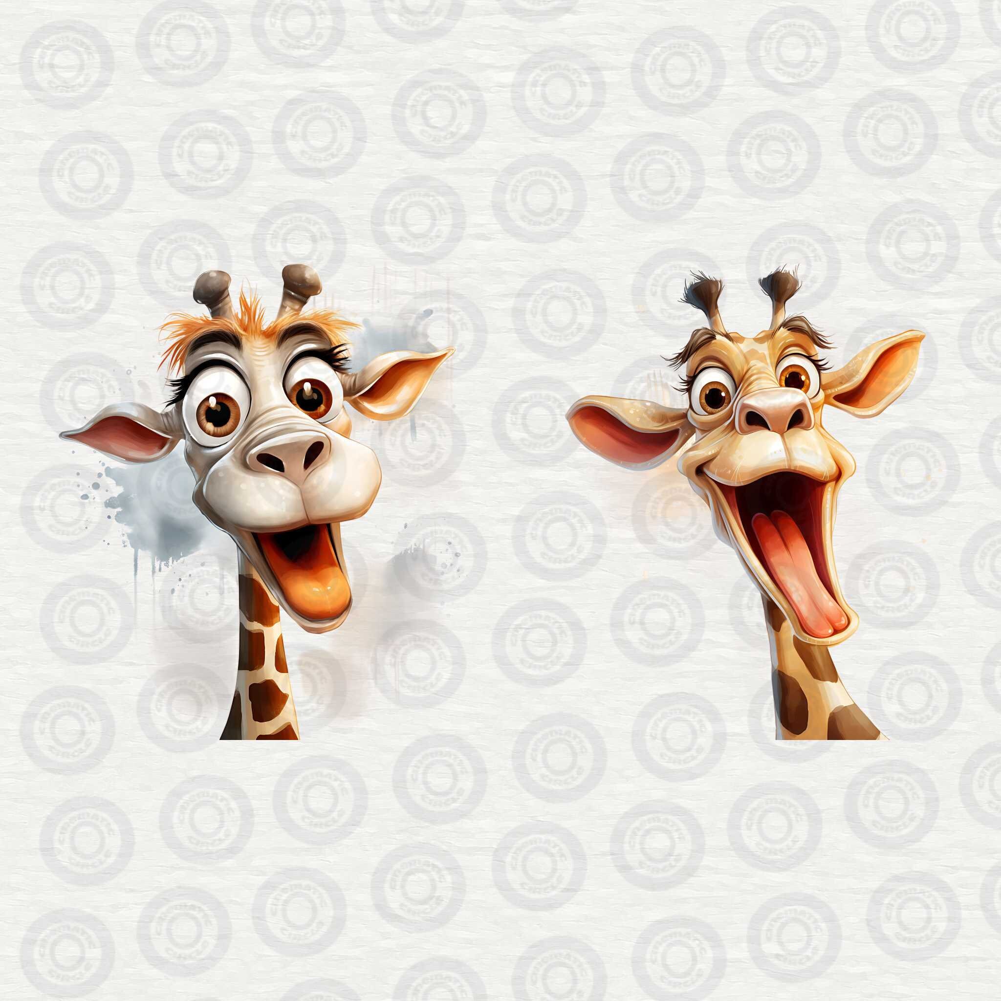 Funny and Crazy Giraffe Clipart Bundle, Giraffes PNG, Watercolor Safari ...