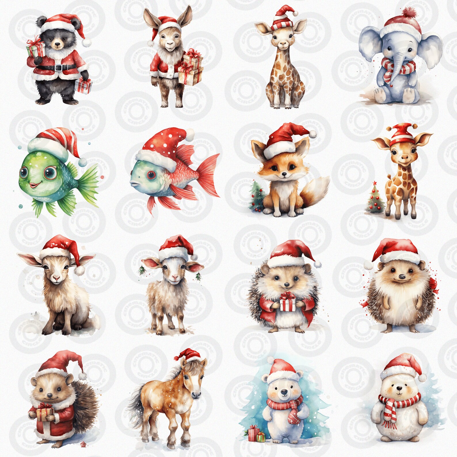 Christmas Baby Animals Clipart, Christmas Gift Clipart, Winter Clipart ...