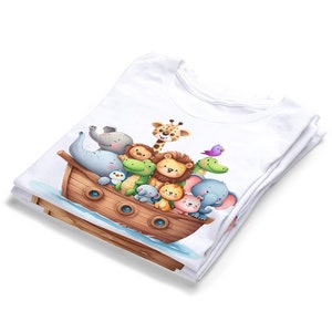 Noah's Ark Clipart Bundle, Cute Baby Animals PNG, Bible Watercolor ...