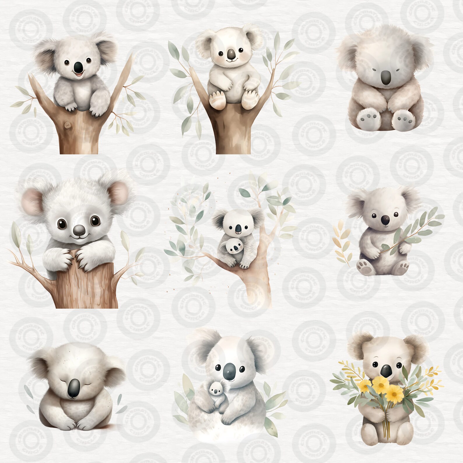 Koala Clipart Bundle, Cute Koala Watercolor Png, Baby Koala, Baby ...