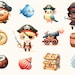 Pirate Adventure Clipart Bundle, Cute Pirates PNG, Pirate Ship, Ocean ...