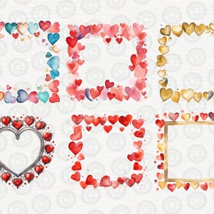 Heart Frames Clipart Bundle, Watercolor Valentine's Day Borders ...
