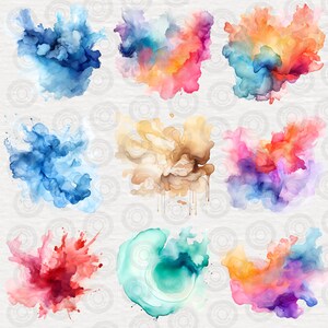 Pastel Watercolor Splash Clip Art Bundle, Color Splash Png, Colorful ...