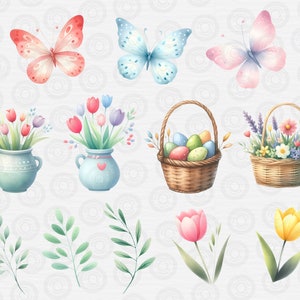 Happy Easter Clipart Bundle, Cute Easter Bunny, Chick, Lamb, Easter Egg ...