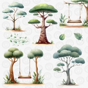 Jungle Adventure Clipart Bundle, Cute Safari, Watercolor Animals PNG ...