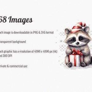 68 Christmas Animals Clipart Png, Christmas Gift Clipart, Winter ...