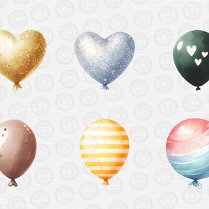 Colorful Balloons Clipart Bundle, Heart Balloon PNG, Glitter Balloon ...