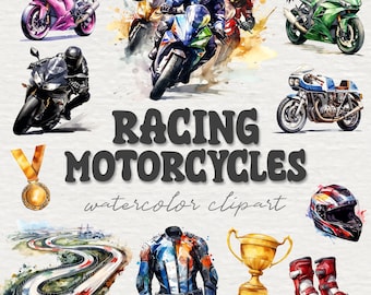 Motorcycle Racing Clipart Bundle 6 High-speed PNG Digital Download ...