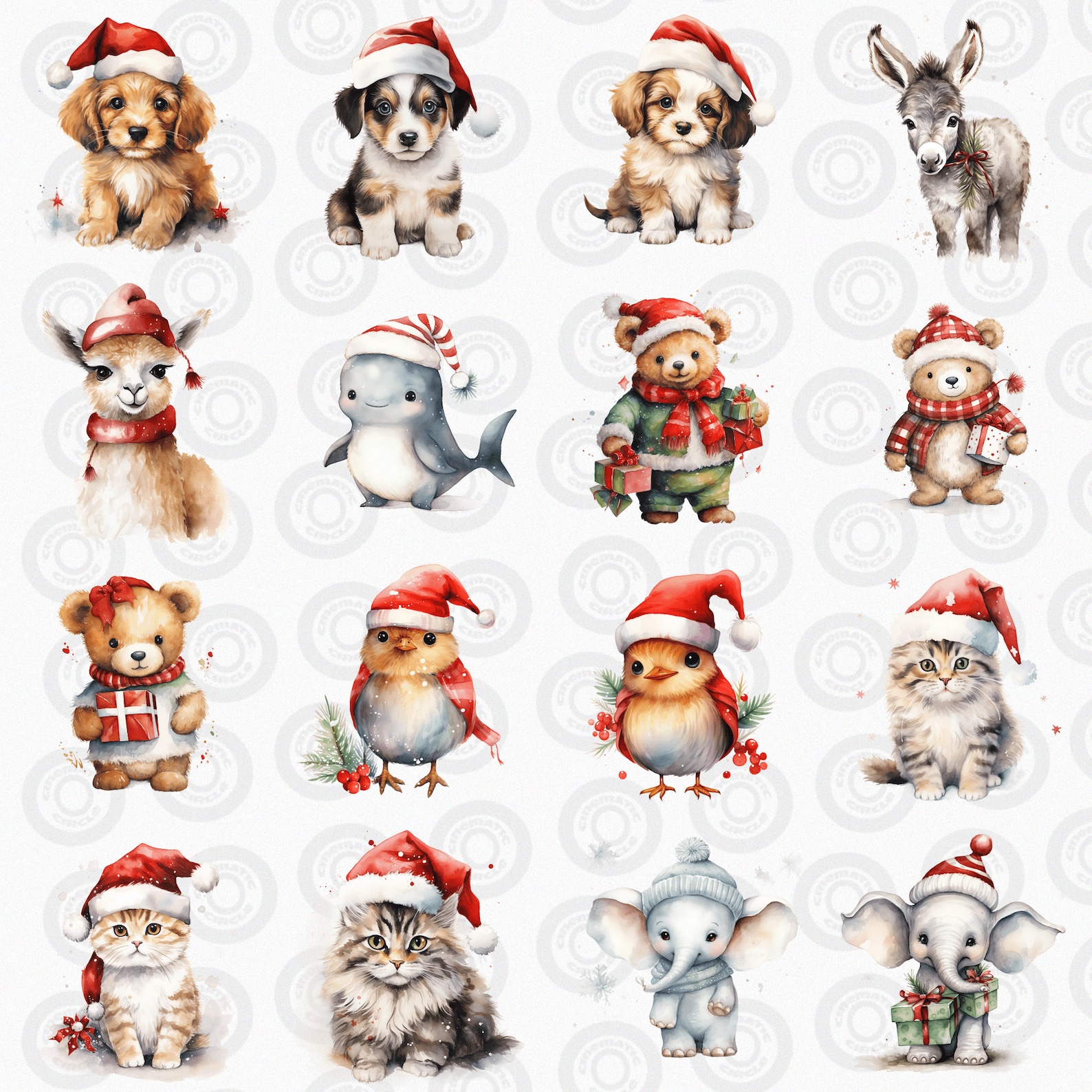 Christmas Baby Animals Clipart, Christmas Gift Clipart, Winter Clipart ...