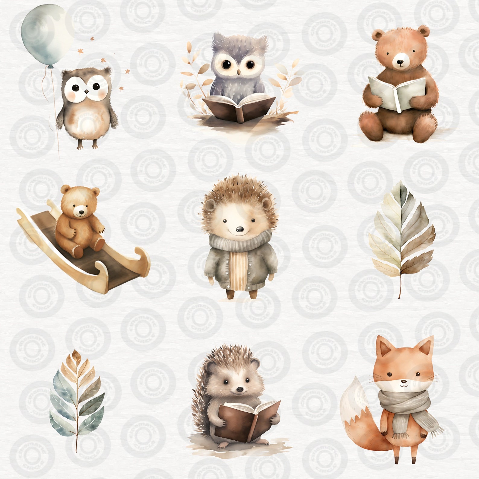 Forest Friends Clipart Bundle, Watercolor Woodland Animals, Cute Baby ...