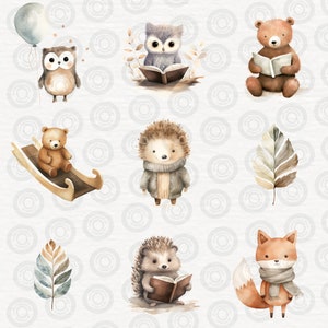 Forest Friends Clipart Bundle, Watercolor Woodland Animals, Cute Baby ...
