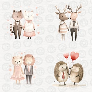 Valentine Animal Couple Clipart Bundle, Romantic Valentine's Day ...